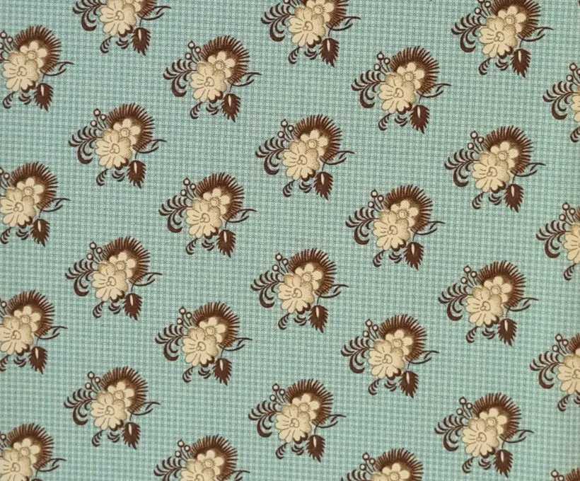 Light Turquoise With Brown - Beaute Quilt Fabrics