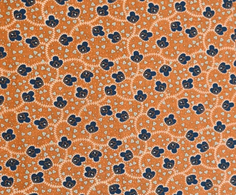 Terracotta Orange With Navy - Beaute Quilt Fabrics