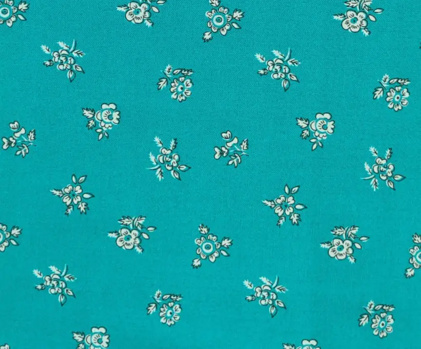 Turquoise With White And Black - Beaute Quilt Fabrics